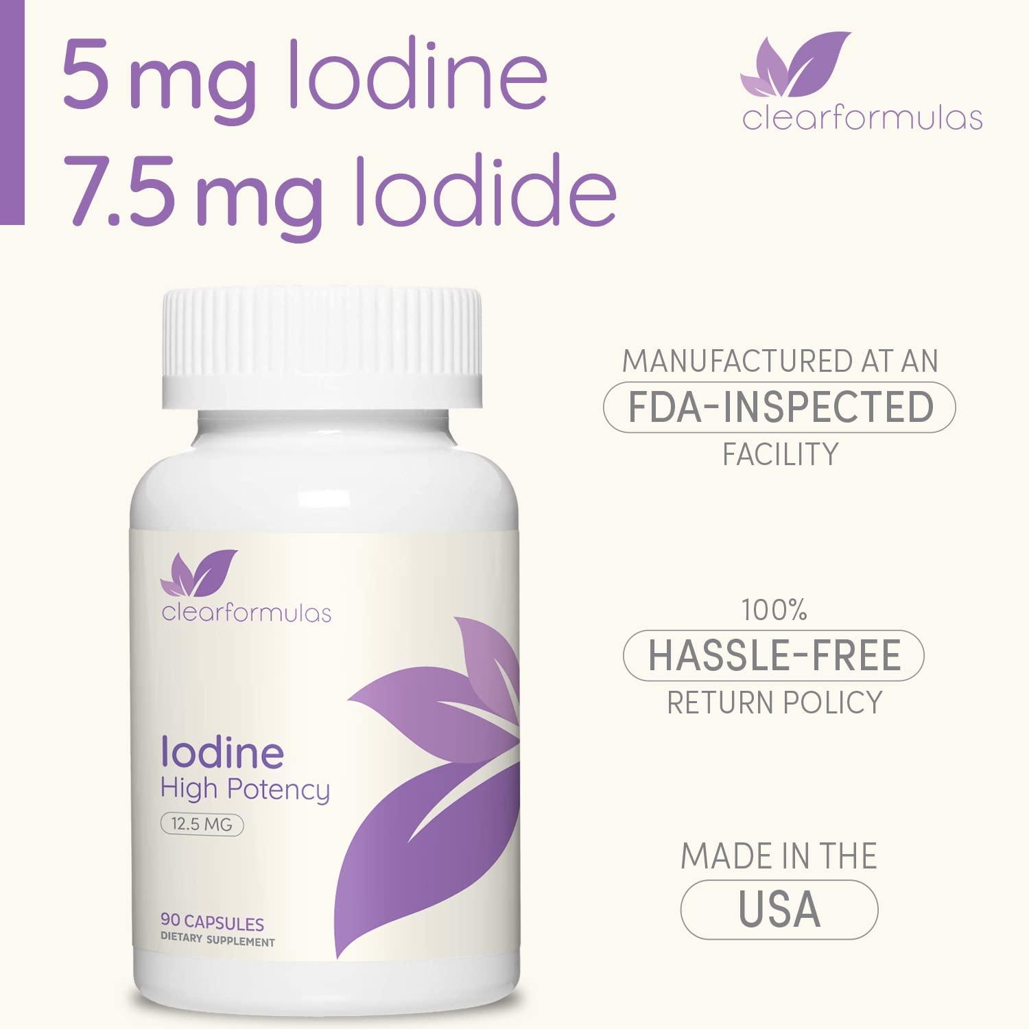 ClearFormulas Iodine 12.5mg - High Potency Supplement for Thyroid ...