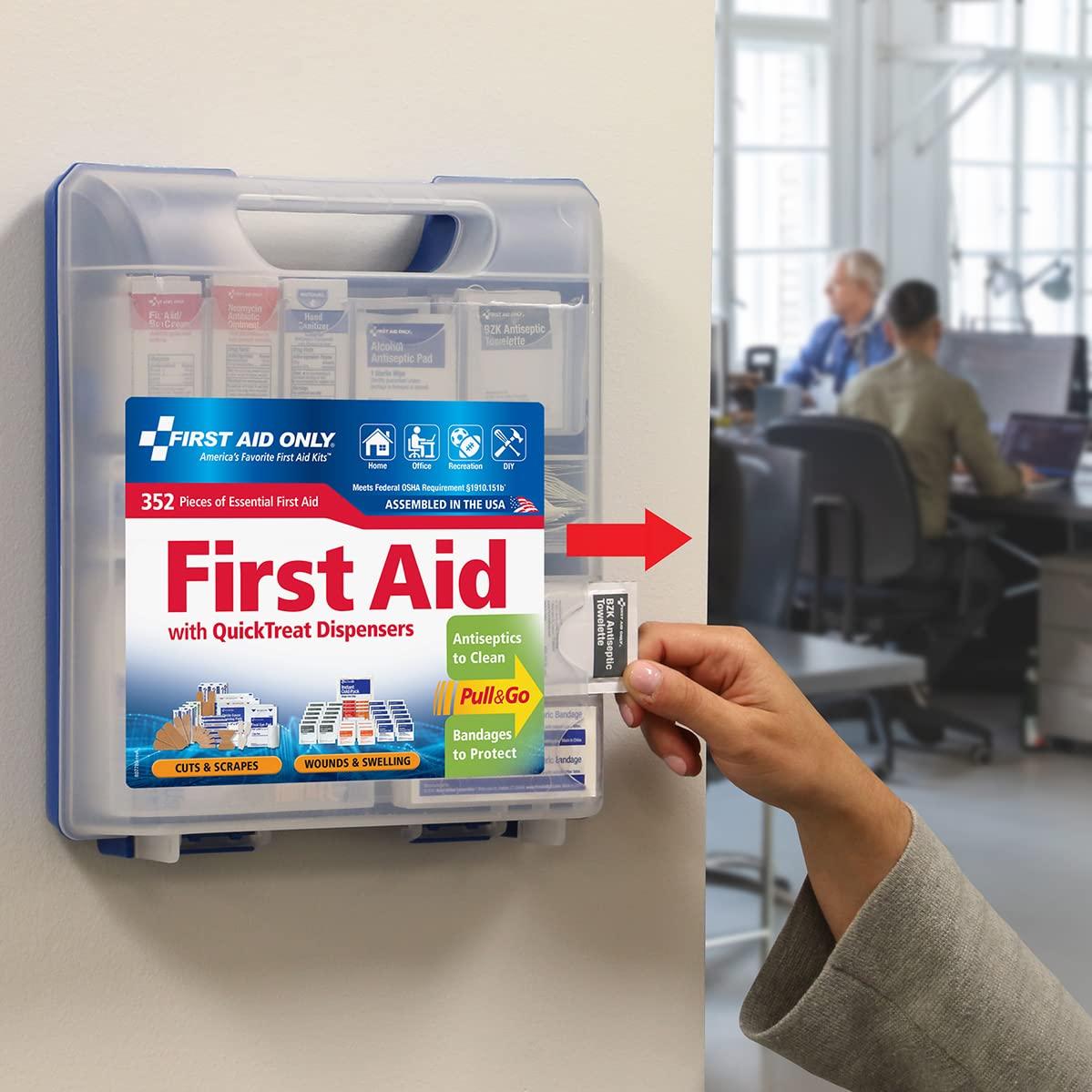 First Aid Only QuickTreat Dispenser 352 Piece First Aid Kit - Essential ...
