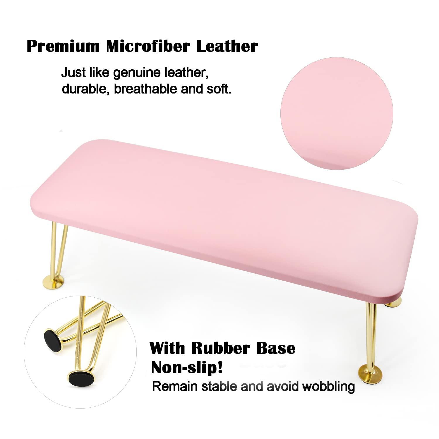 Professional Non-Slip Pink Nail Arm Rest Cushion - Microfiber Leather ...