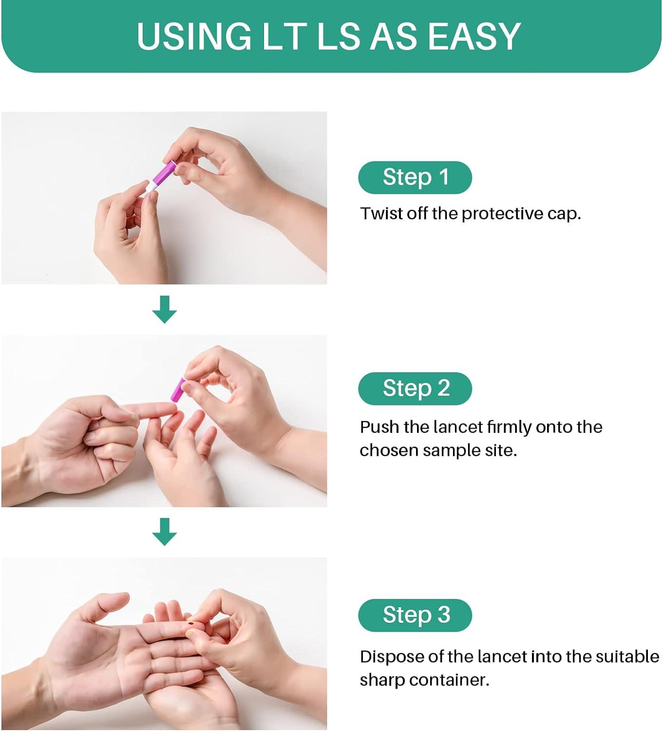 CareLiving Safety Lancets 28G 1.8mm 100-Count Single-Use Sterile Push ...