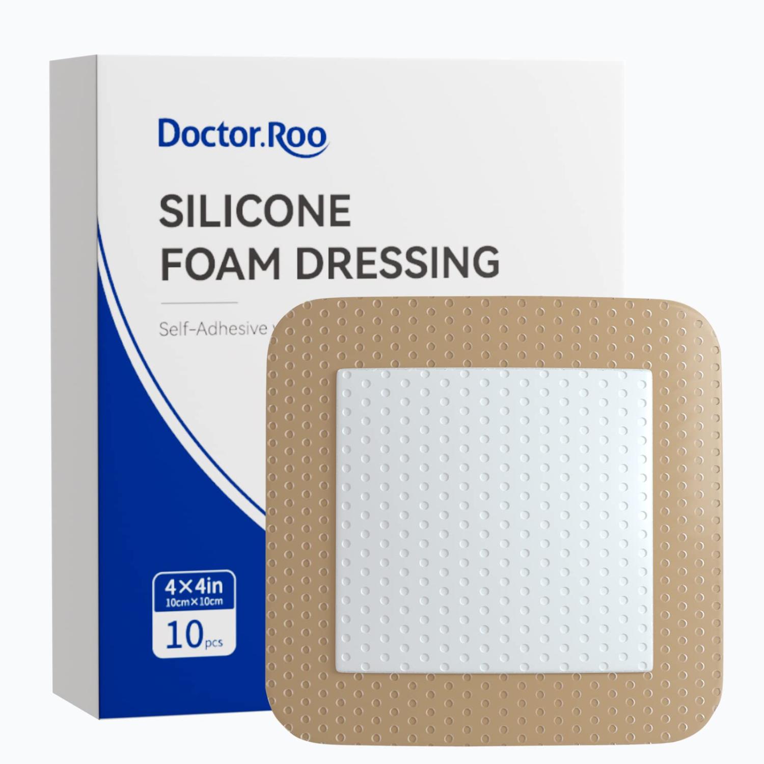 Doctor.Roo Silicone Adhesive Foam Dressing 4x4 Waterproof Bandage 10 ...