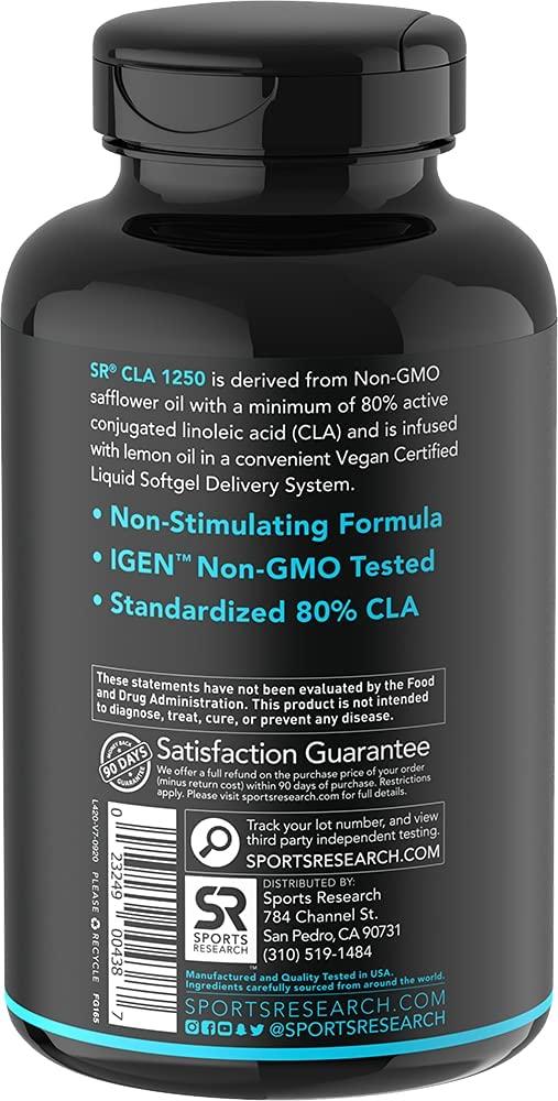 Buy Sports Research CLA 1250 mg - 180 Veggie Softgels for Weight Management | Buy Now with ...