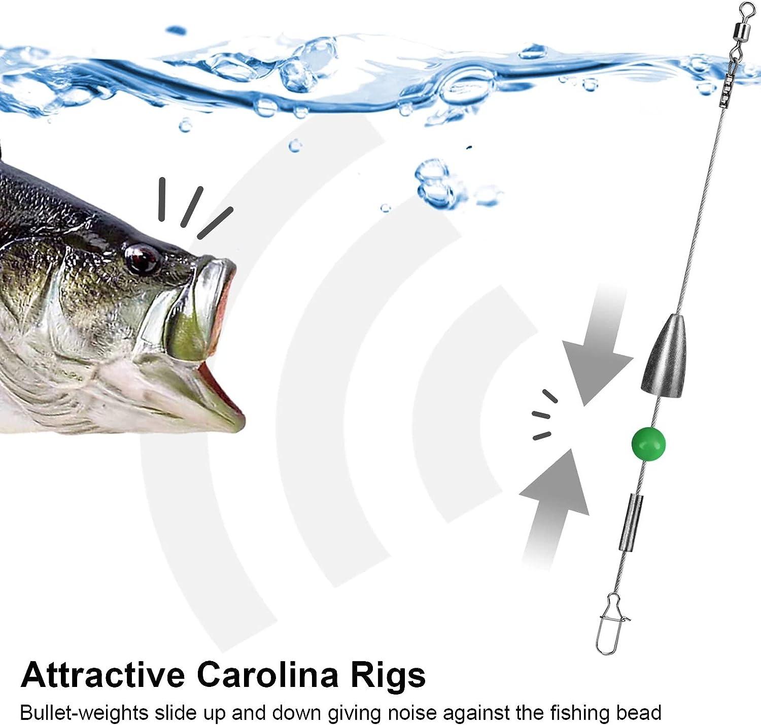THKFISH Bullet-Weights Carolina Ready Rigs - Pre-Rigged 1/5oz, 1/4oz, 3 ...