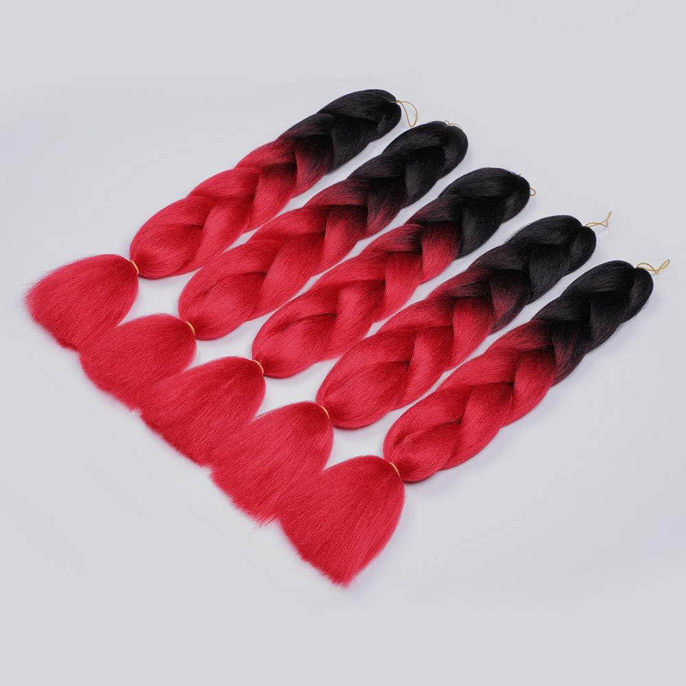 Showjarlly Jumbo Braid Extensions - 24 Kanekalon Ombre Braid 5 Pack for ...