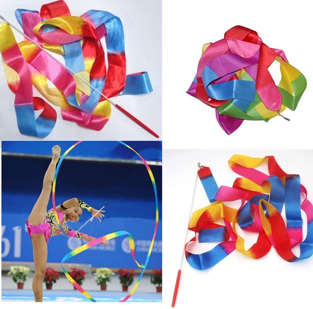 Ceqiny 5pcs Dance Ribbons with Wand - 2 Meters Rhythmic Gymnastic ...