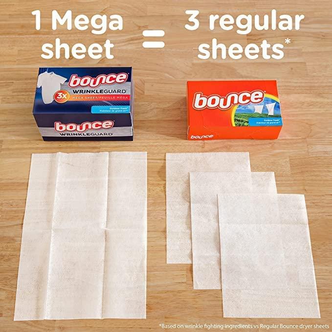 Bounce WrinkleGuard Mega Dryer Sheets 120ct + Downy Wrinkleguard Fabric ...
