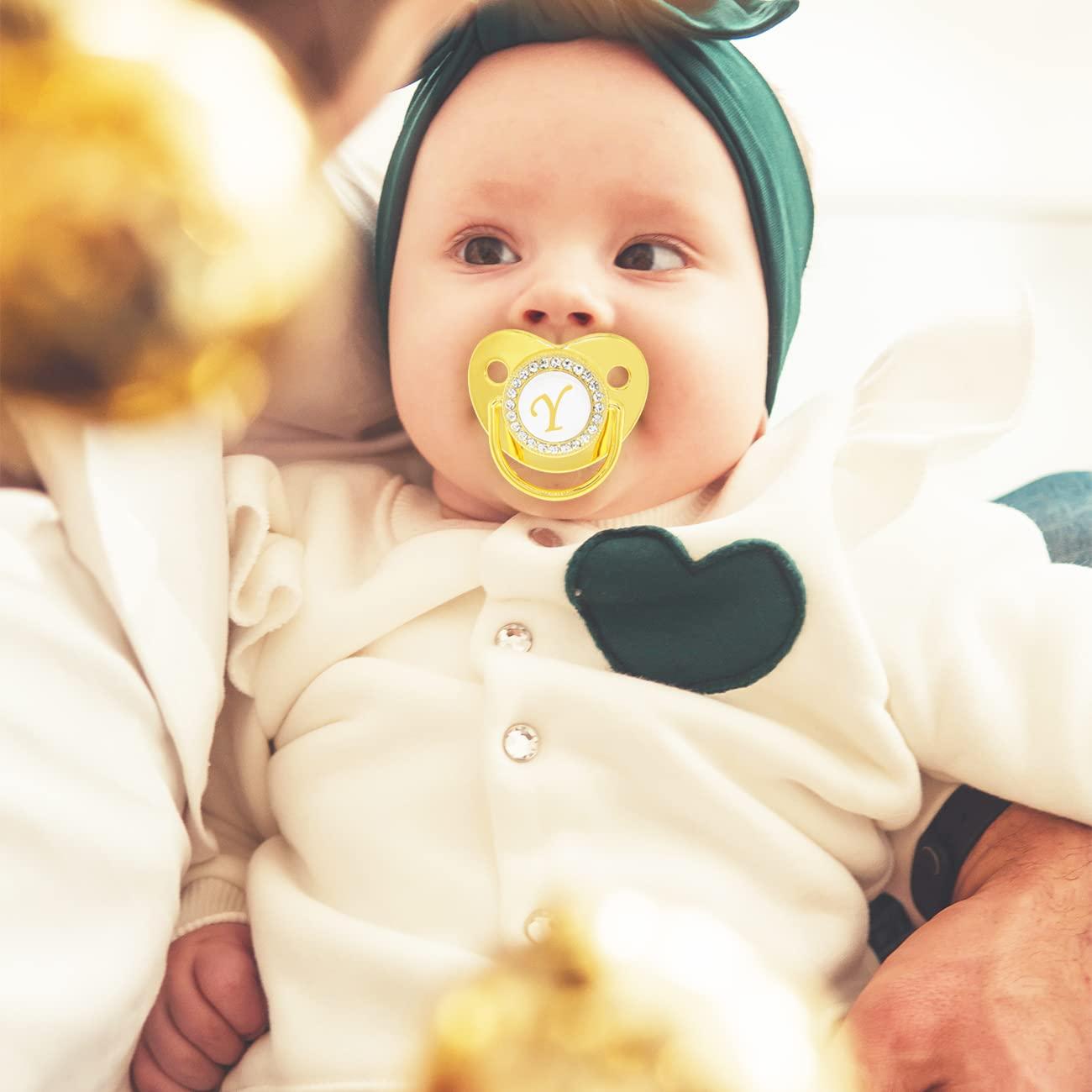 Gold Baby Pacifier Set with Pacifier Clip and Anti-dust Cover - A-Z ...