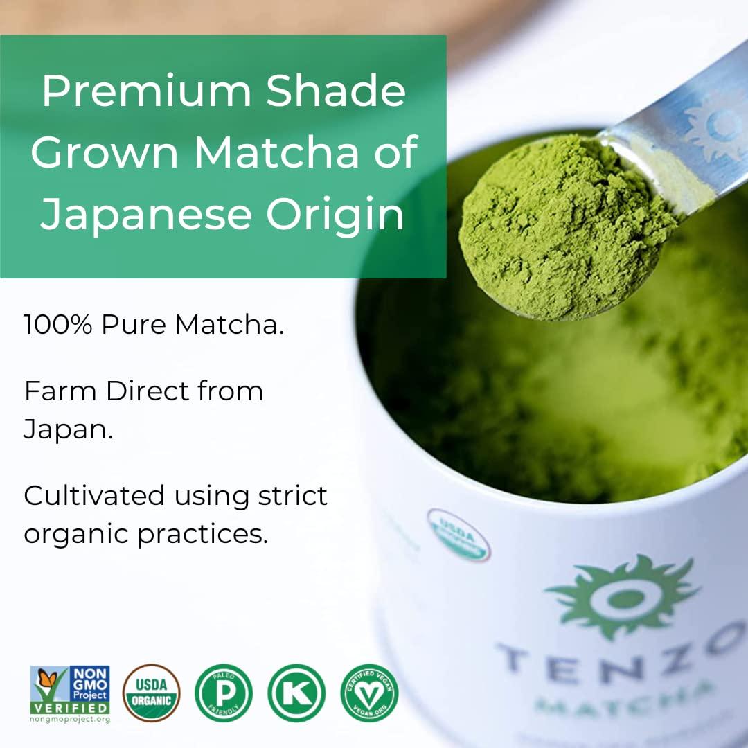 Tenzo Matcha Green Tea Powder - USDA Organic Ceremonial Grade, Paleo ...