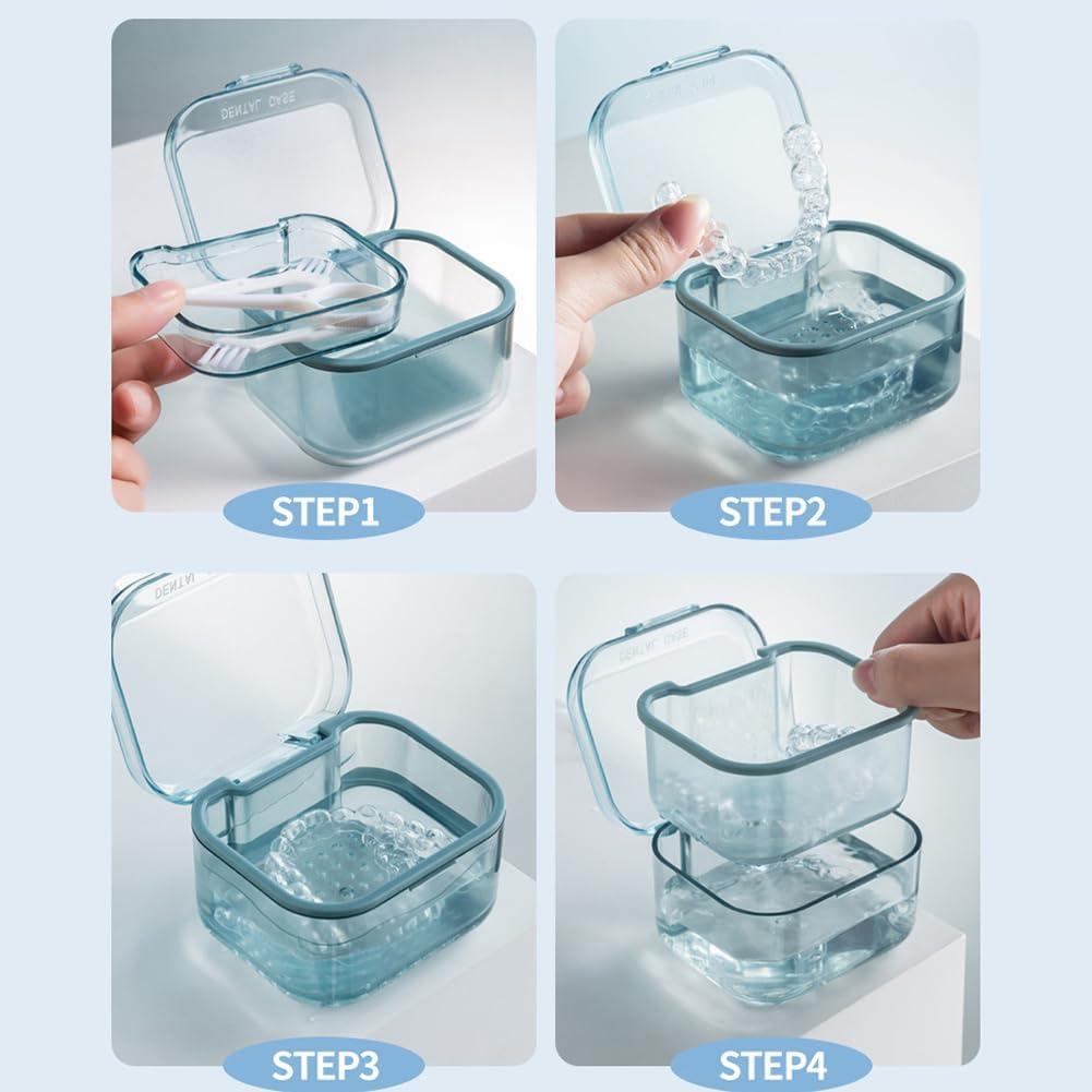 Koomuao Portable Denture Box with Strainer - Black | Ideal for Dentures ...