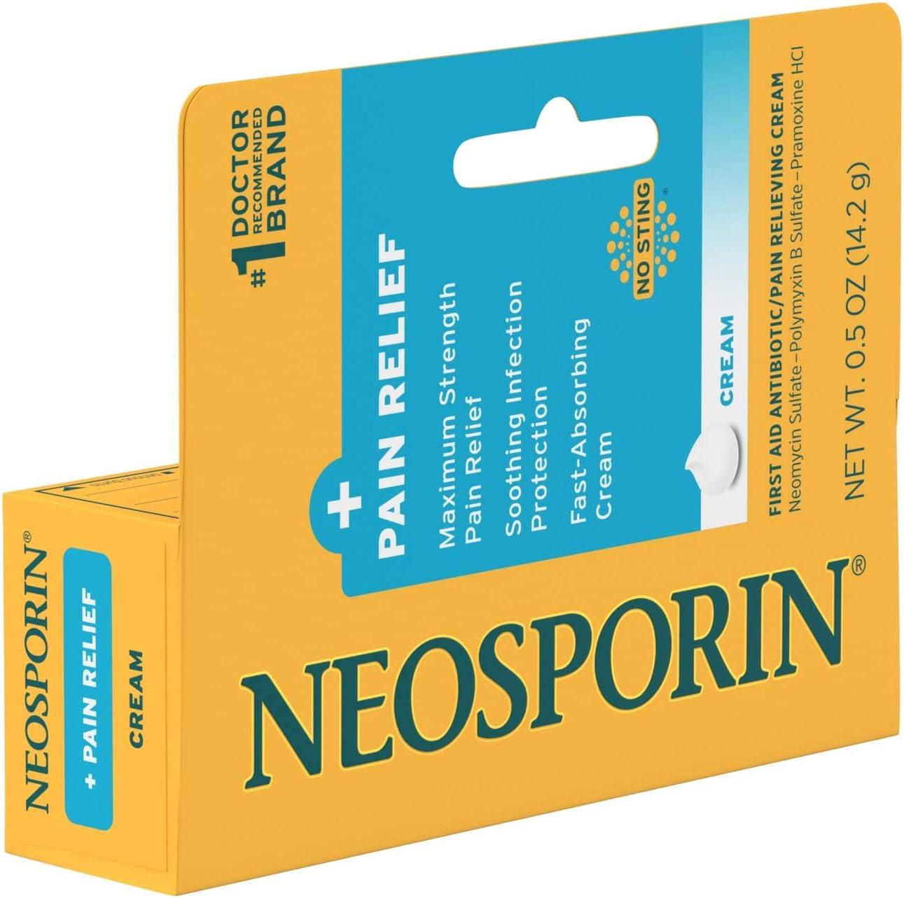 Neosporin Plus Pain Relief Cream 0.5 oz (3 Pack) - Fast-Acting Pain ...