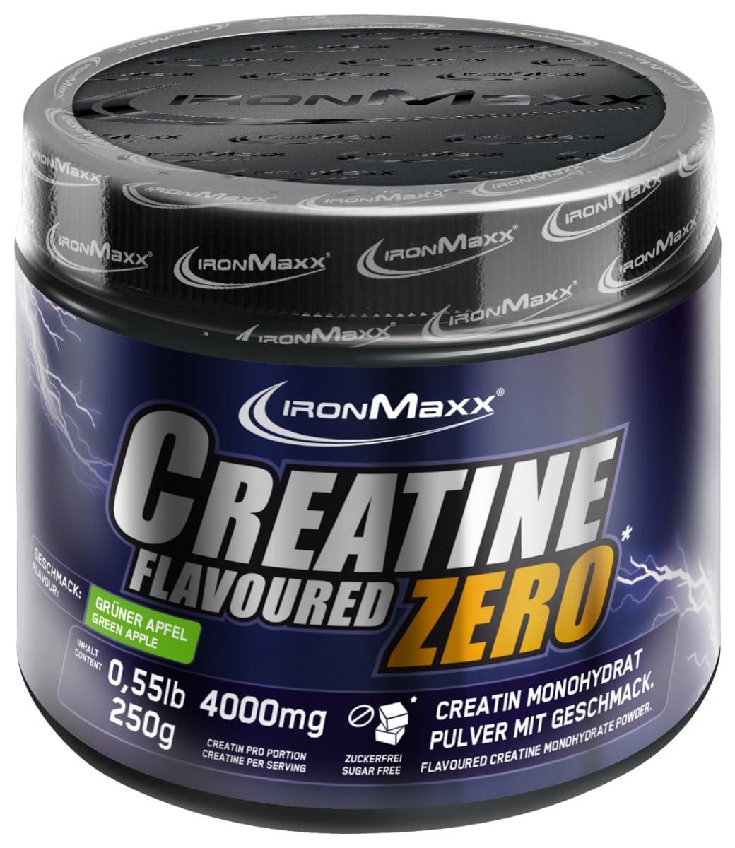 Ironmaxx Creatine Powder Flavoured Zero - Green Apple 250g | Vegan ...
