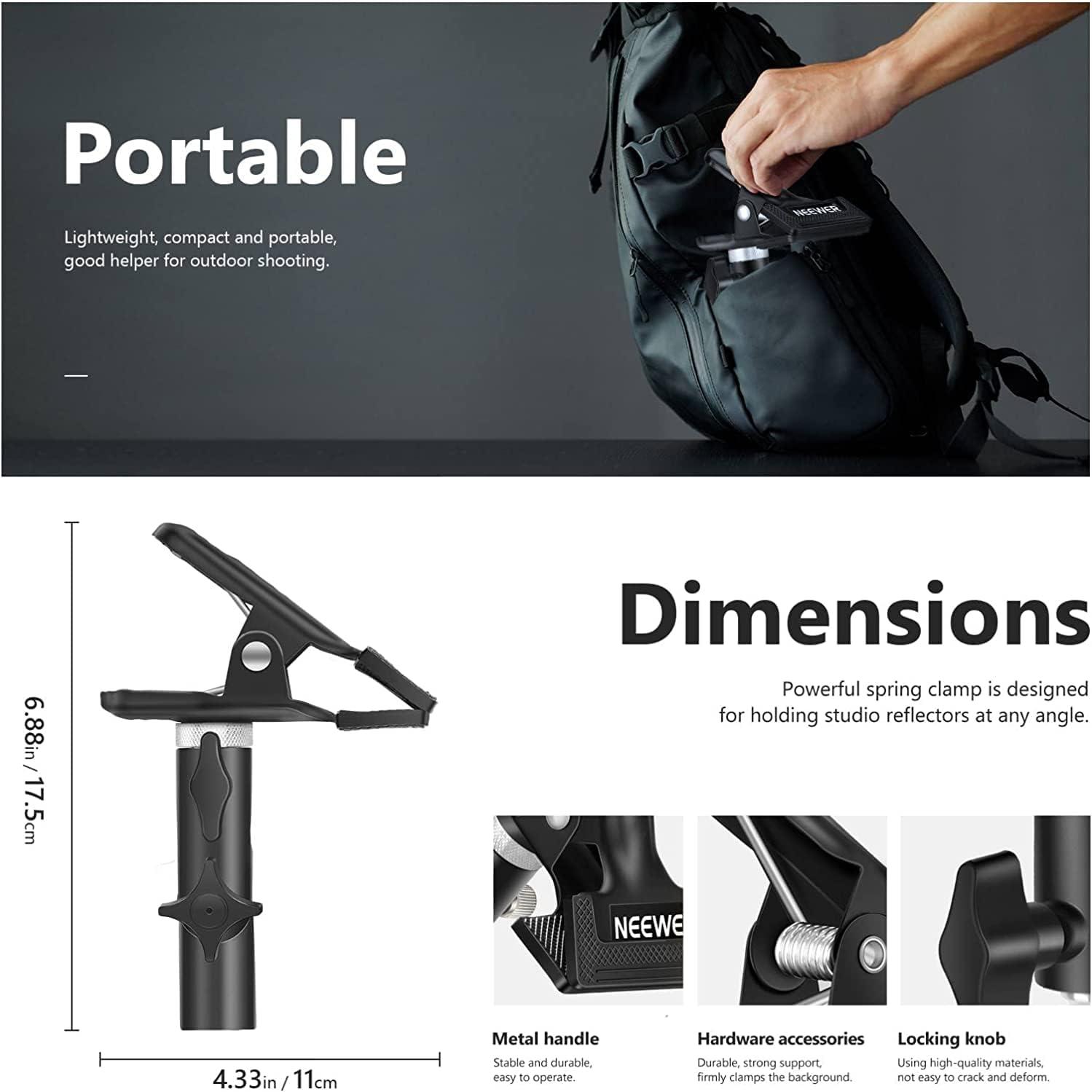 Neewer Heavy Duty Metal Clamp Holder with Cold Shoe Adapter for ...
