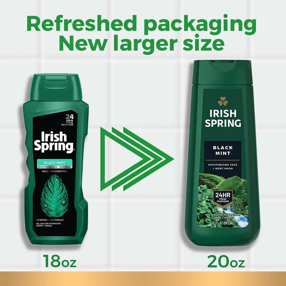 Irish Spring Black Mint Body Wash for Men 20 Fl Oz - Pack of 4 | Buy ...