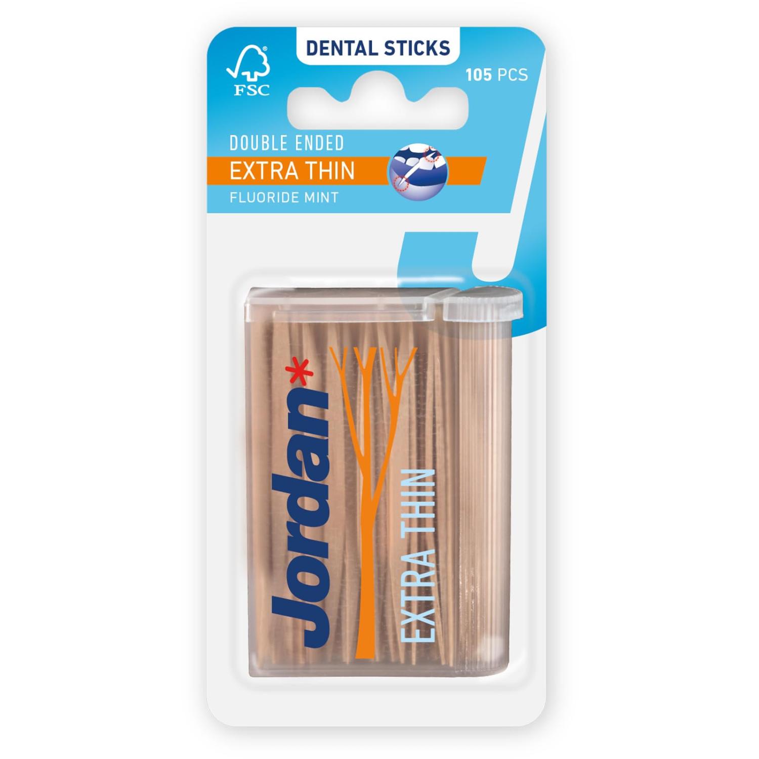 Jordan Dental Sticks Double-Ended Toothpicks - Extra Thin 105 Pieces ...