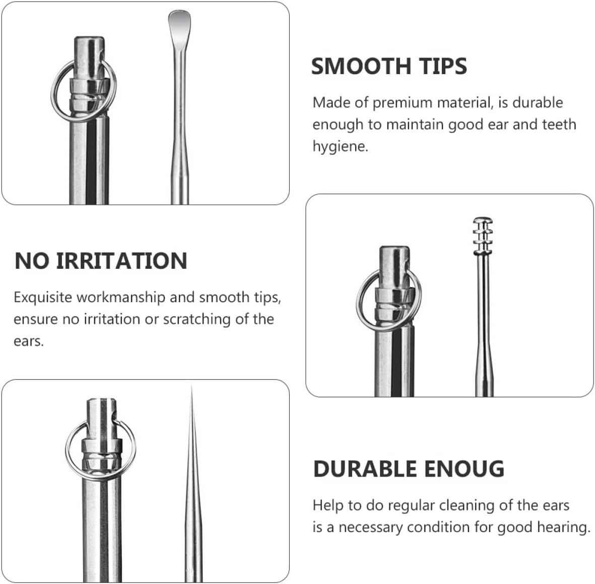 DOITOOL 9-Piece Camping Teeth Cleaning Kit - Stainless Steel Earwax ...