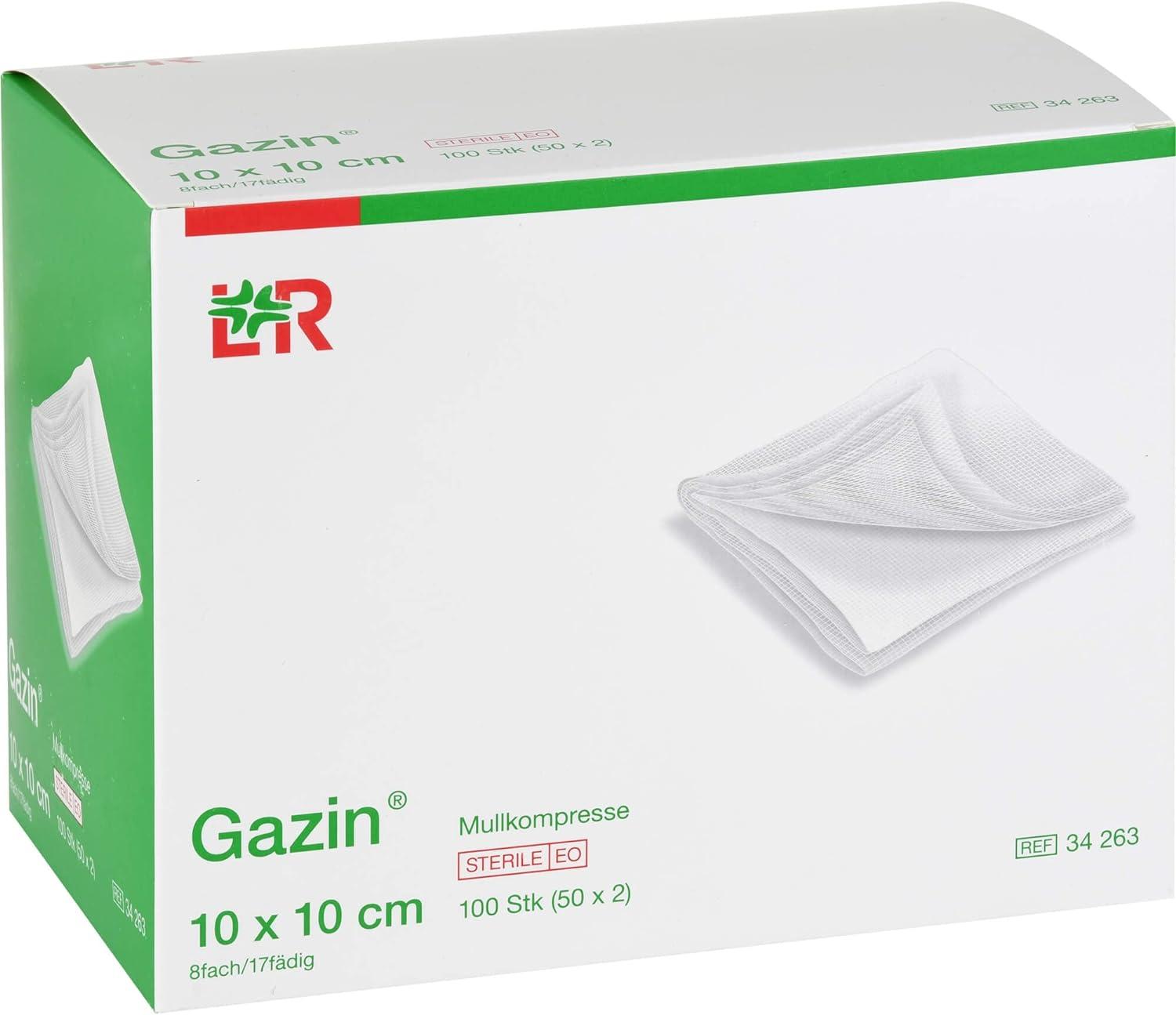 Gazin Sterile Gauze Compresses 10x10 cm - 8-Ply White 100 Pieces (Pack ...