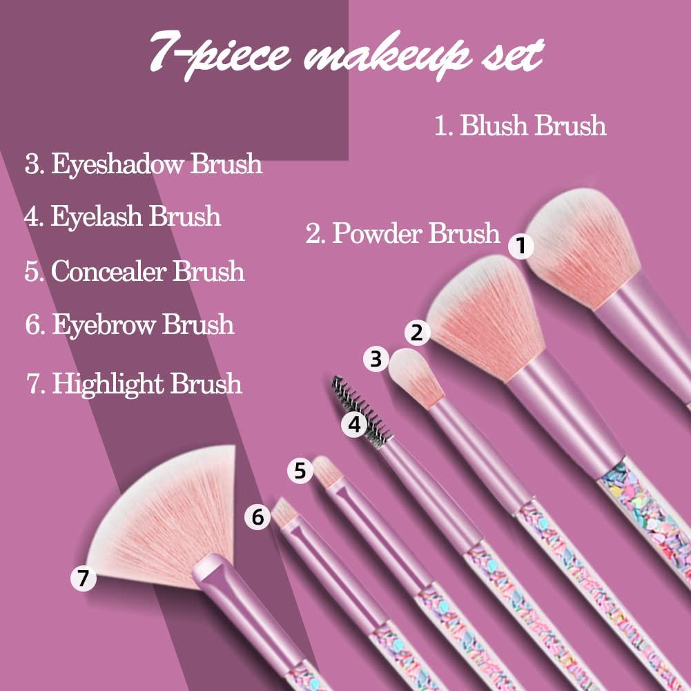 Glitter Acrylic Handle Makeup Brush Set for Women - Powder, Blush ...