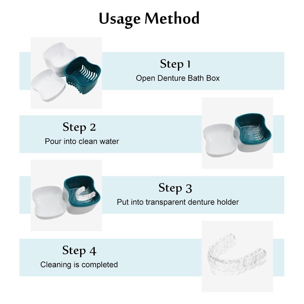 Denture Care Set: Cup with Strainer, Brush, Retainer Case, Bath Box ...