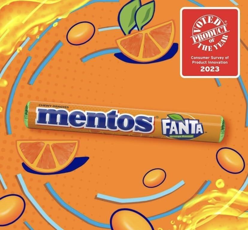 10 packs x Mentos Fanta Orange Flavour Chewy Dragees Sweets 10 x 38g Rolls | Buy Now with ...