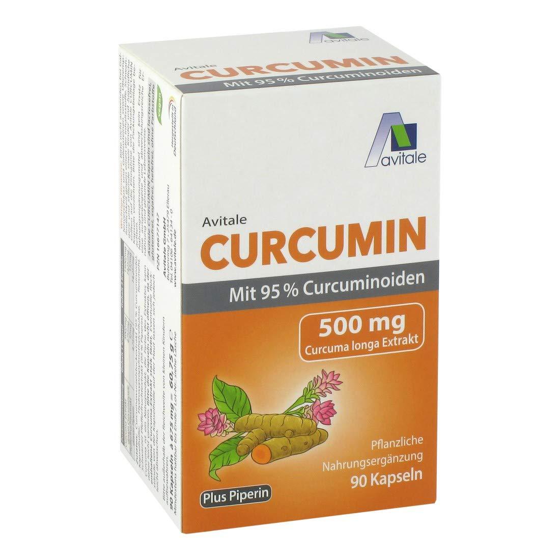 Avitale Curcumin 500mg Capsules - 95% Curcuminoids & 5mg Pepper Extract ...