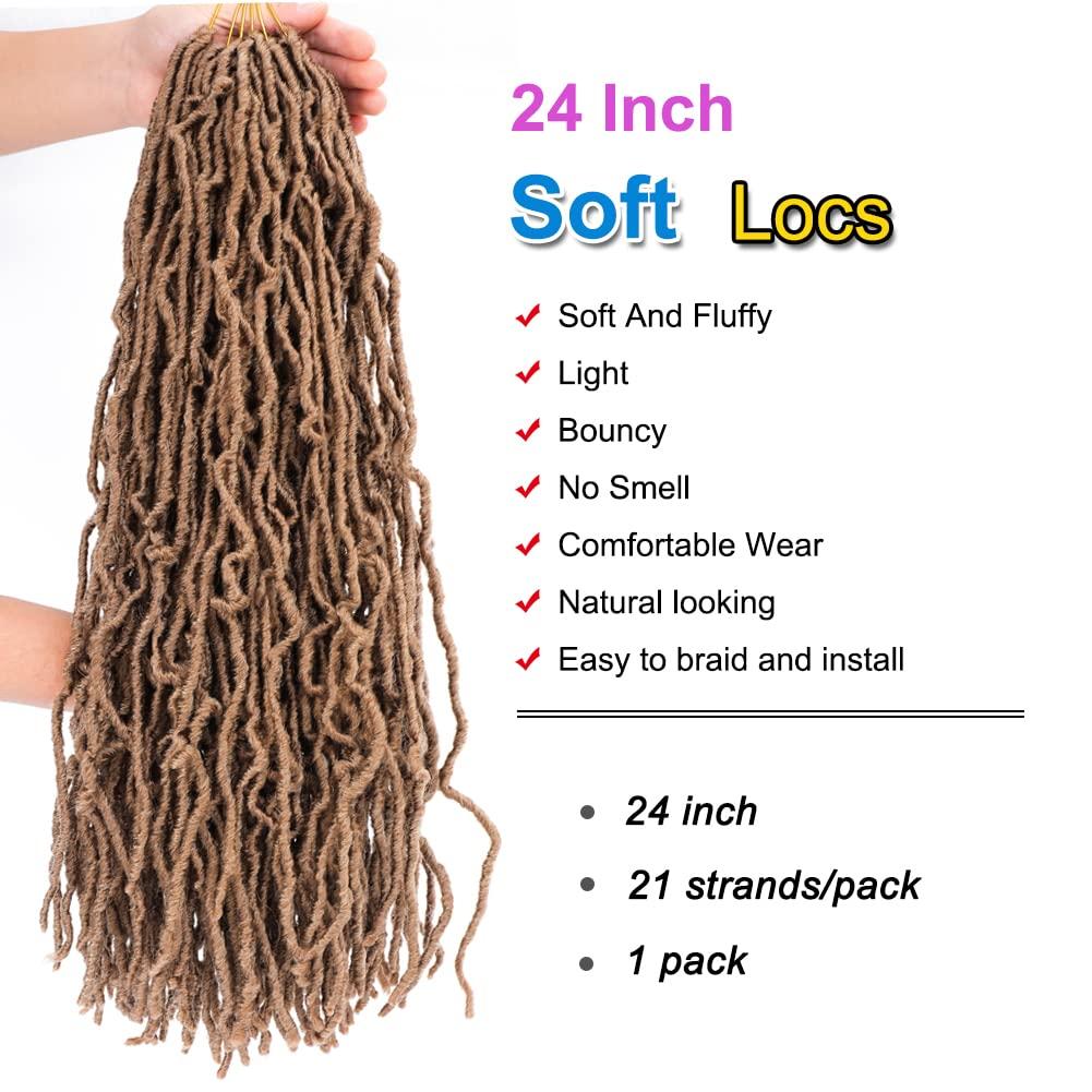 Soft Locs Crochet Hair 24 Inch - Faux Locs for Black Women, Pre Looped ...