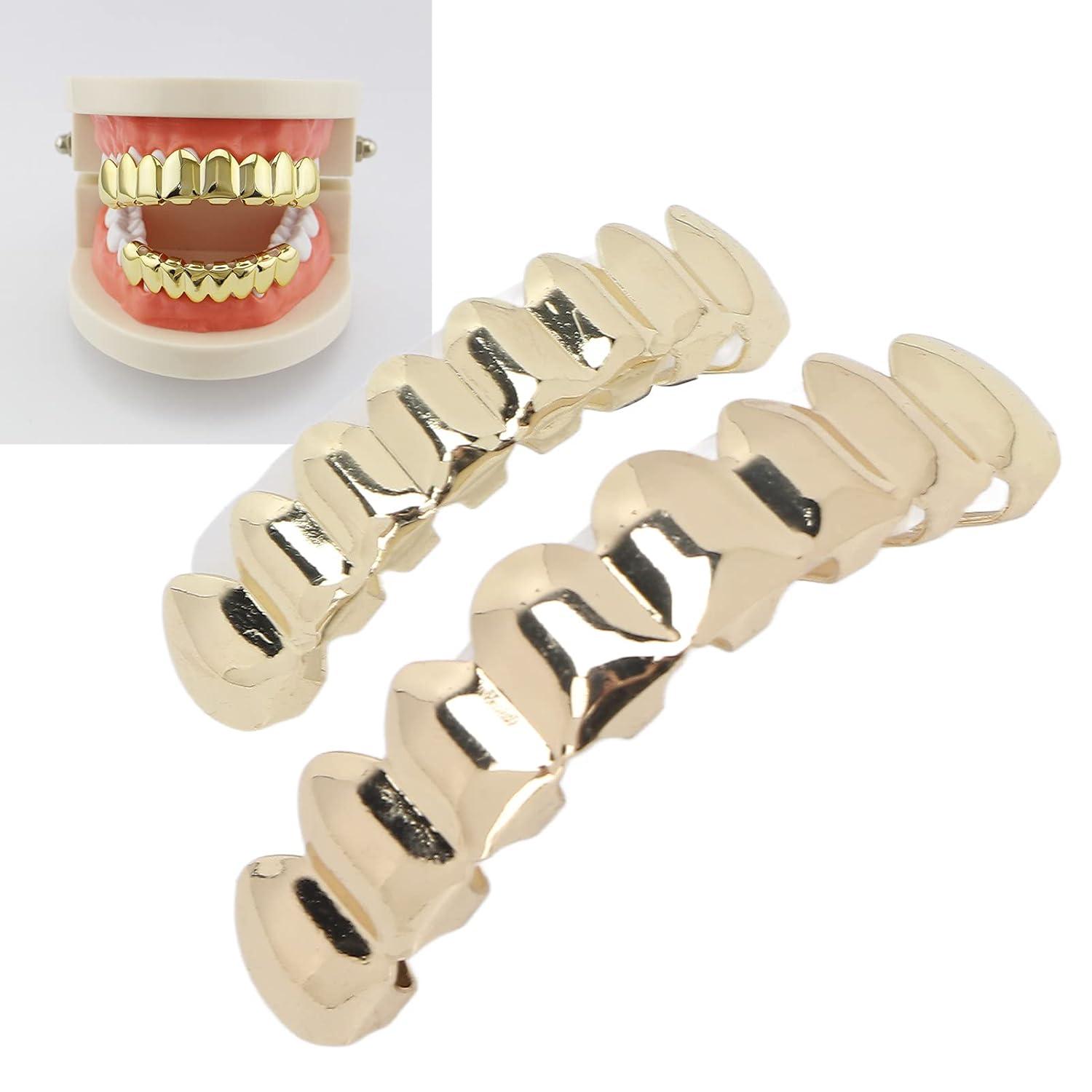 Golden Hip Hop Teeth Set | Alloy Fake Teeth for Halloween & Cosplay ...