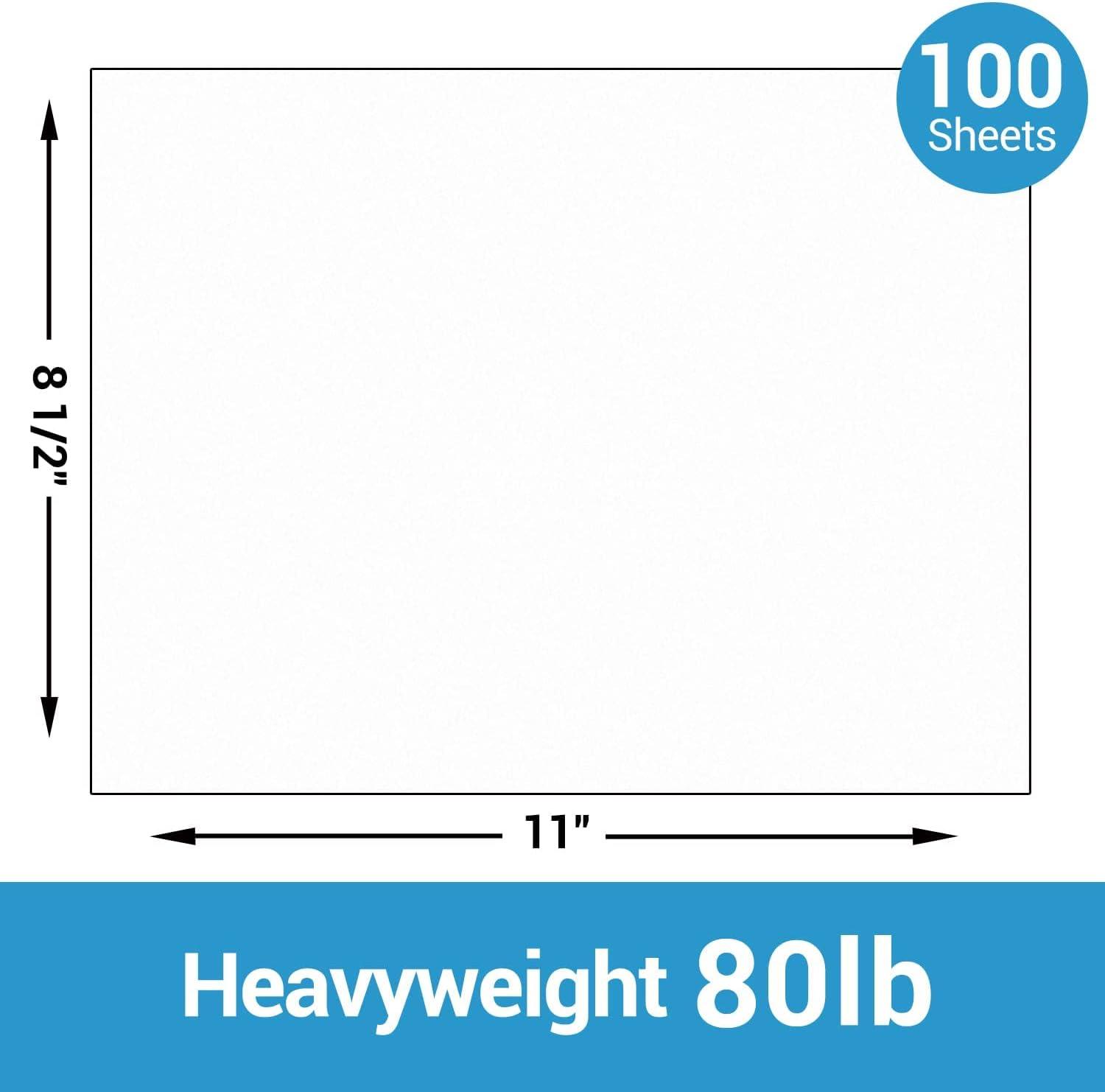 White Cardstock 100 Sheets 8.5 x 11 - Ohuhu Heavyweight 80lb Cover Card ...
