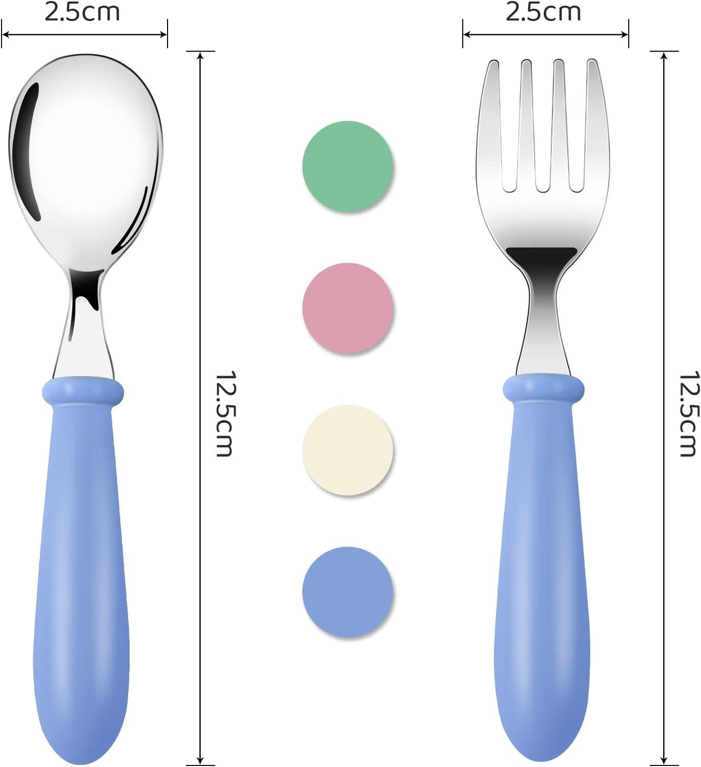Bomtop Baby Fork and Spoon Set - Stainless Steel 8pcs Children's ...