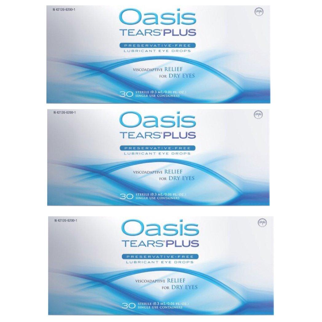 Oasis Tears Plus Lubricant Eye Drops - 30 Count Box, Pack of 3 ...