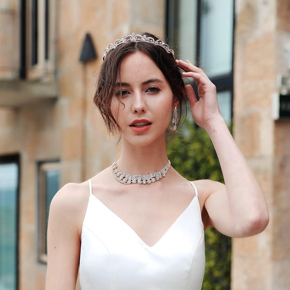 Uongeod Rhinestone Crown Tiara for Women and Girls - Silver | Princess ...