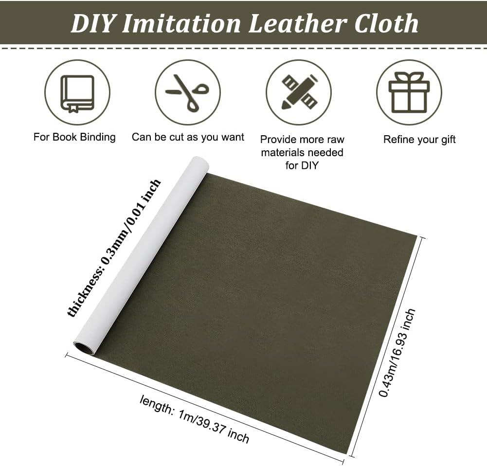 Olive Green Imitation Leather Book Binding Cloth - 39.4x16.9 Inch ...