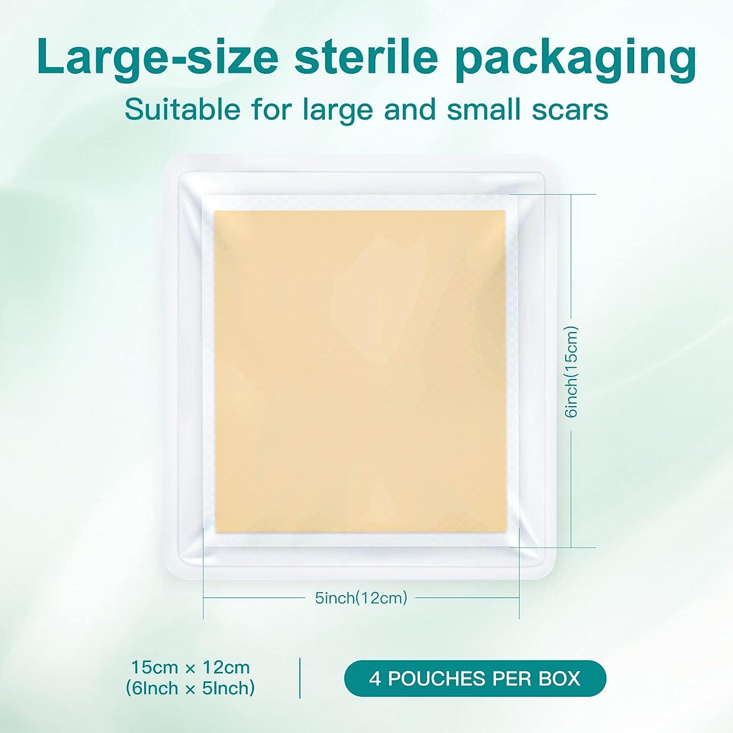 Medical Grade Big Silicone Scar Sheets 6 x 5 - 4 Patches for Scars ...