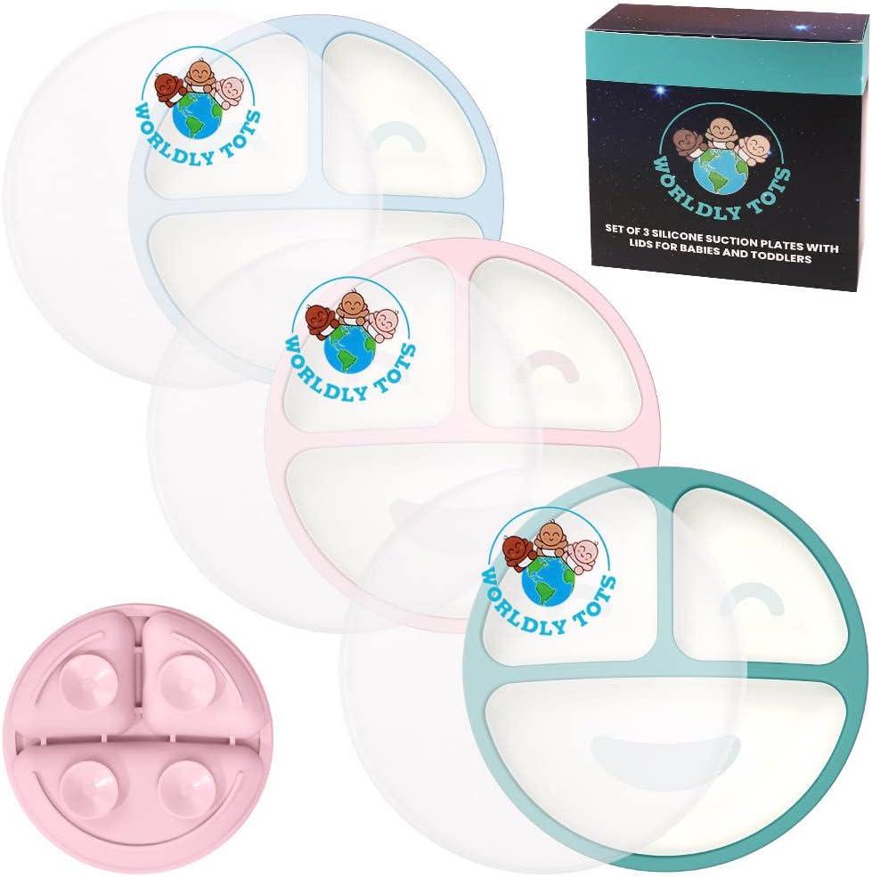 Worldly Tots Suction Plates for Babies & Toddlers - Set of 3 | BPA Free ...