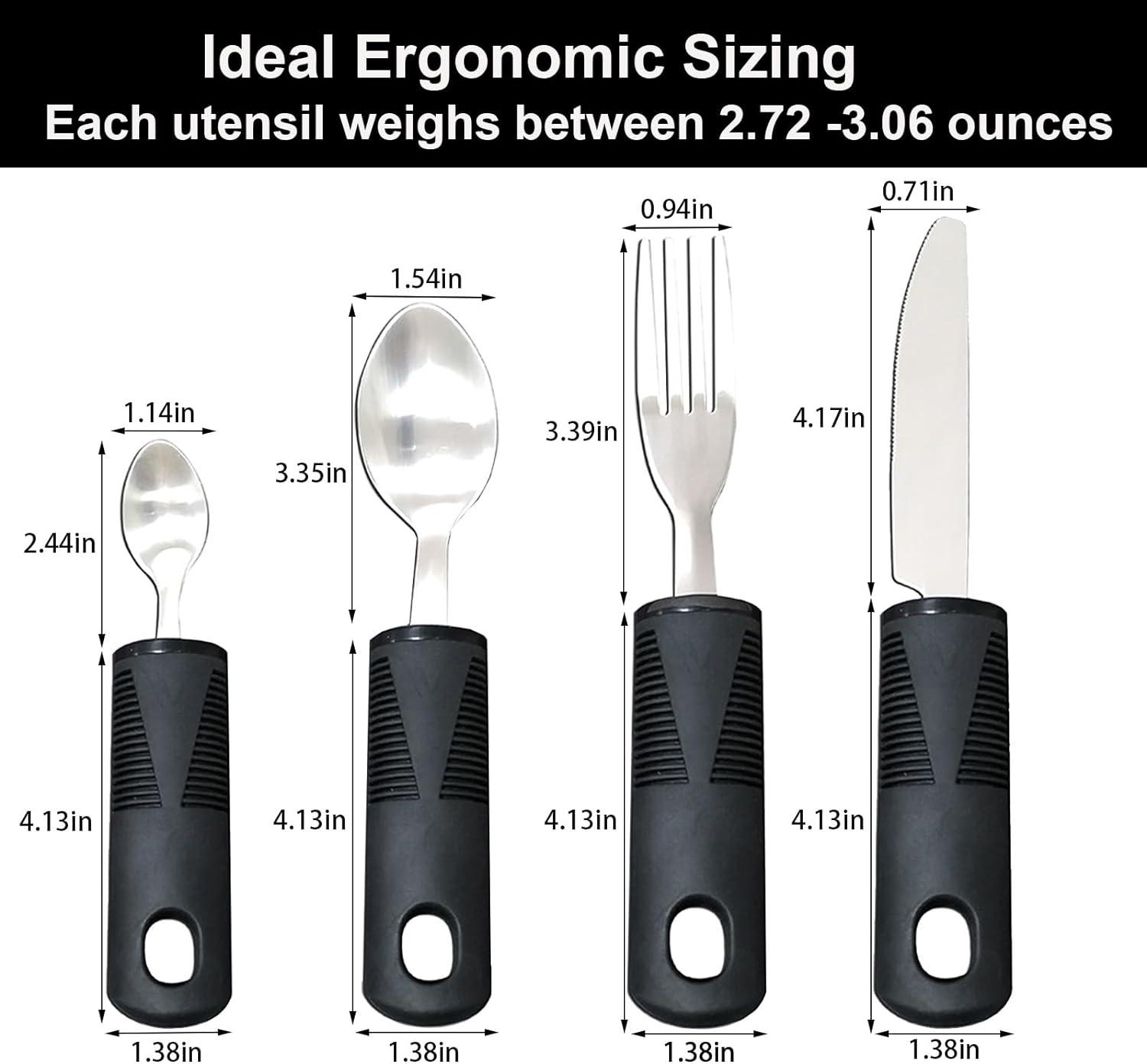 LMSHOWOWO Large Easy Grip Cutlery Set 4PCS - Black Disability Aids ...