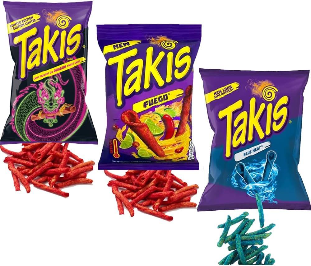 3 x Mixed Takis Fuego Corn Chips Blue Heat Tortilla Chips Dragon Sweet ...