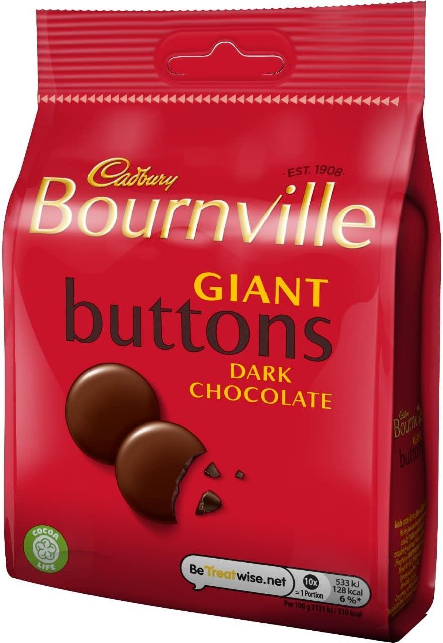 Cadbury Bournville Dark Chocolate Giant Buttons Bag 110 g Cocoa 110 g ...
