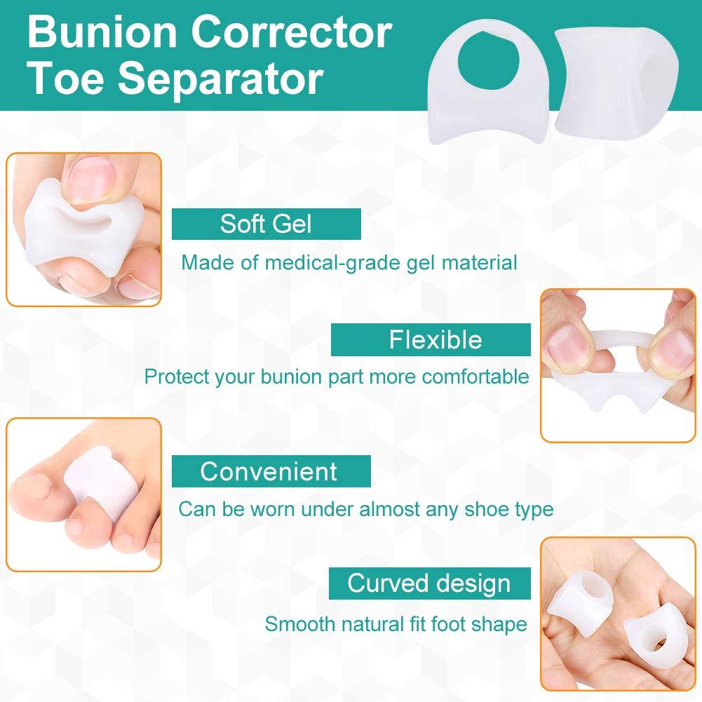 Toe Separators Hammer Toe Straightener 4 Pack - Gel Spreader for Correcting Crooked Toes, Bunion ...