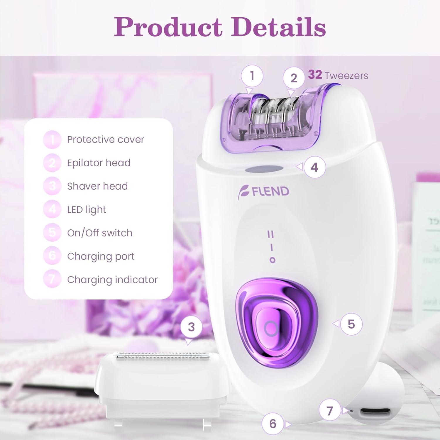 Facial Epilator for Women with 2 Speeds - Cordless 2-in-1 Epilator and ...