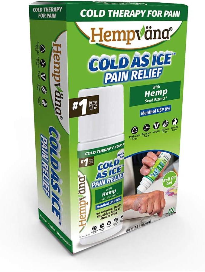 Hempvana Cold As Ice Pain Relief Roll On Gel with 8% Menthol & Seed ...