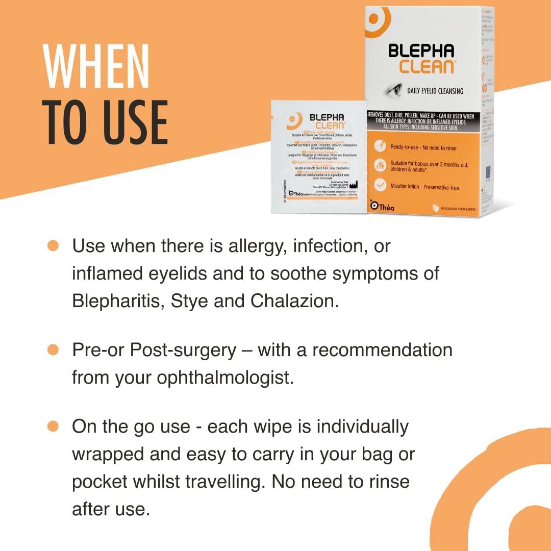 80 Blephaclean Daily Eyelid Wipes - Gentle Cleansing for Blepharitis ...