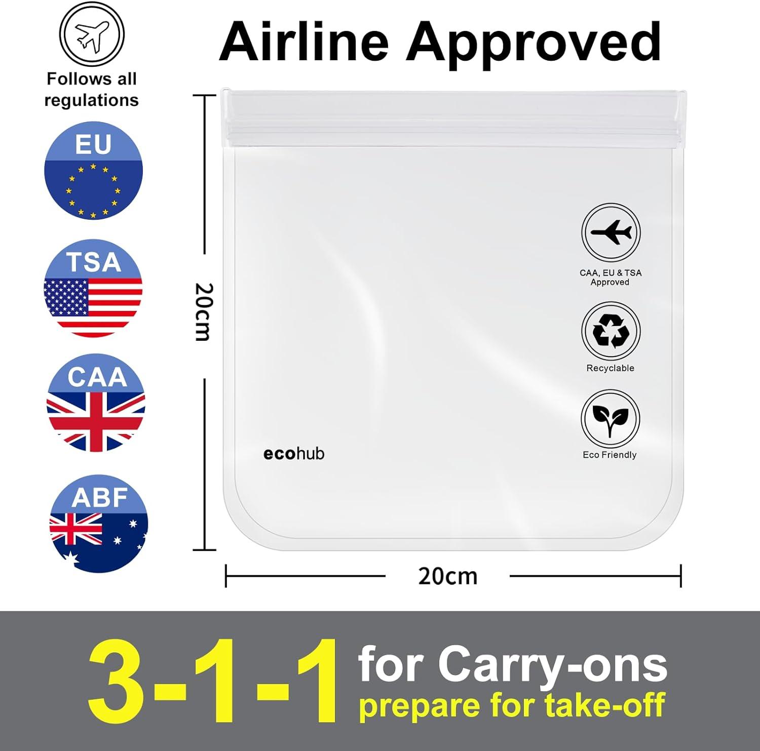 ECOHUB Airport Security Liquids Bags - TSA Approved Clear Travel ...