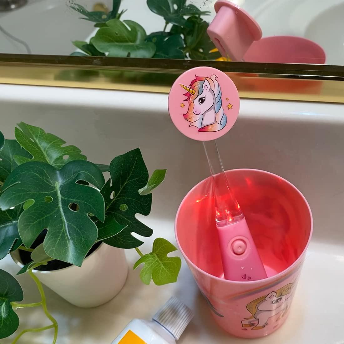 Lily's Home Kids Unicorn Toothbrush Set with Flashing Timer, Cup, and ...