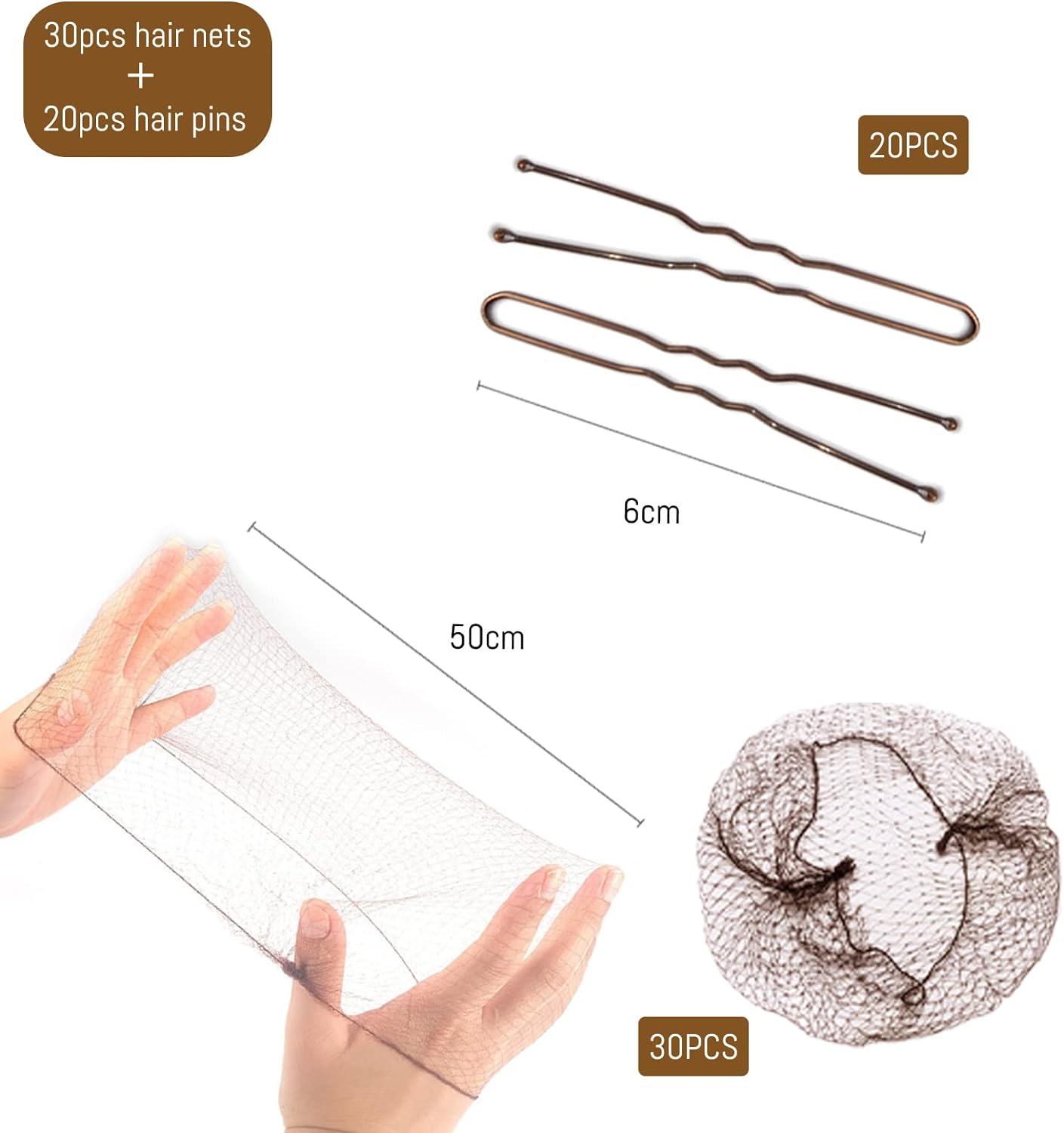 Shakeel 30pcs Invisible Hair Nets for Buns + 20pcs U Shape Hair Pins ...