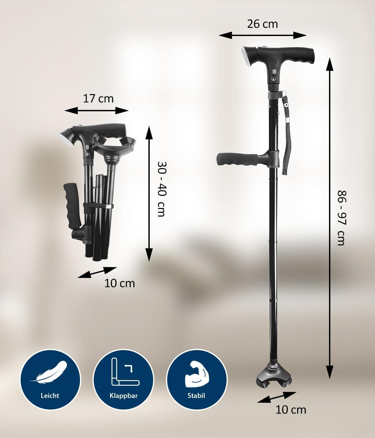 Genius Clever Cane Foldable Walking Stick for Adults Seniors Sturdy ...