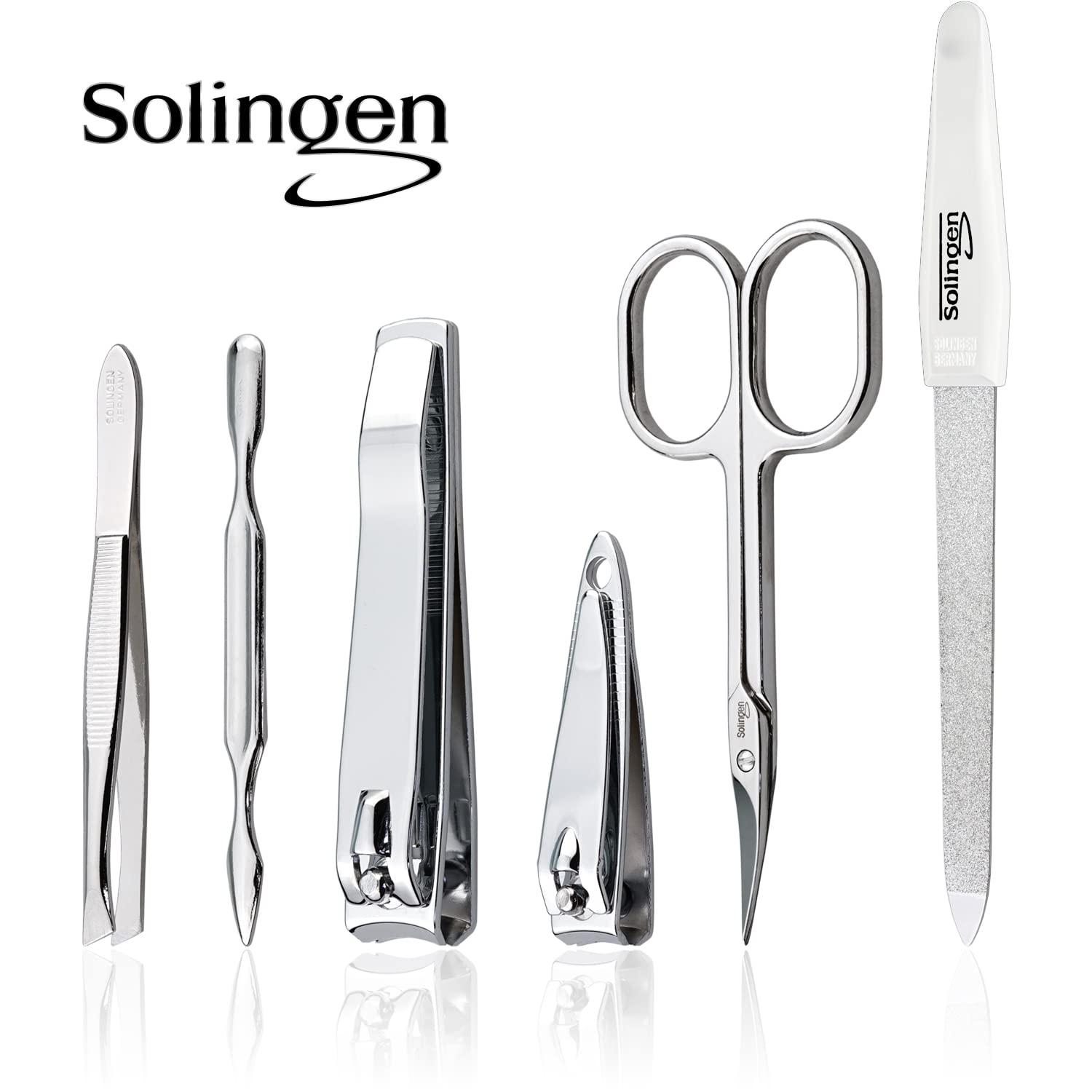 Premium Solingen Manicure Set - 6-Piece Nail Kit in Stylish Art Leather ...