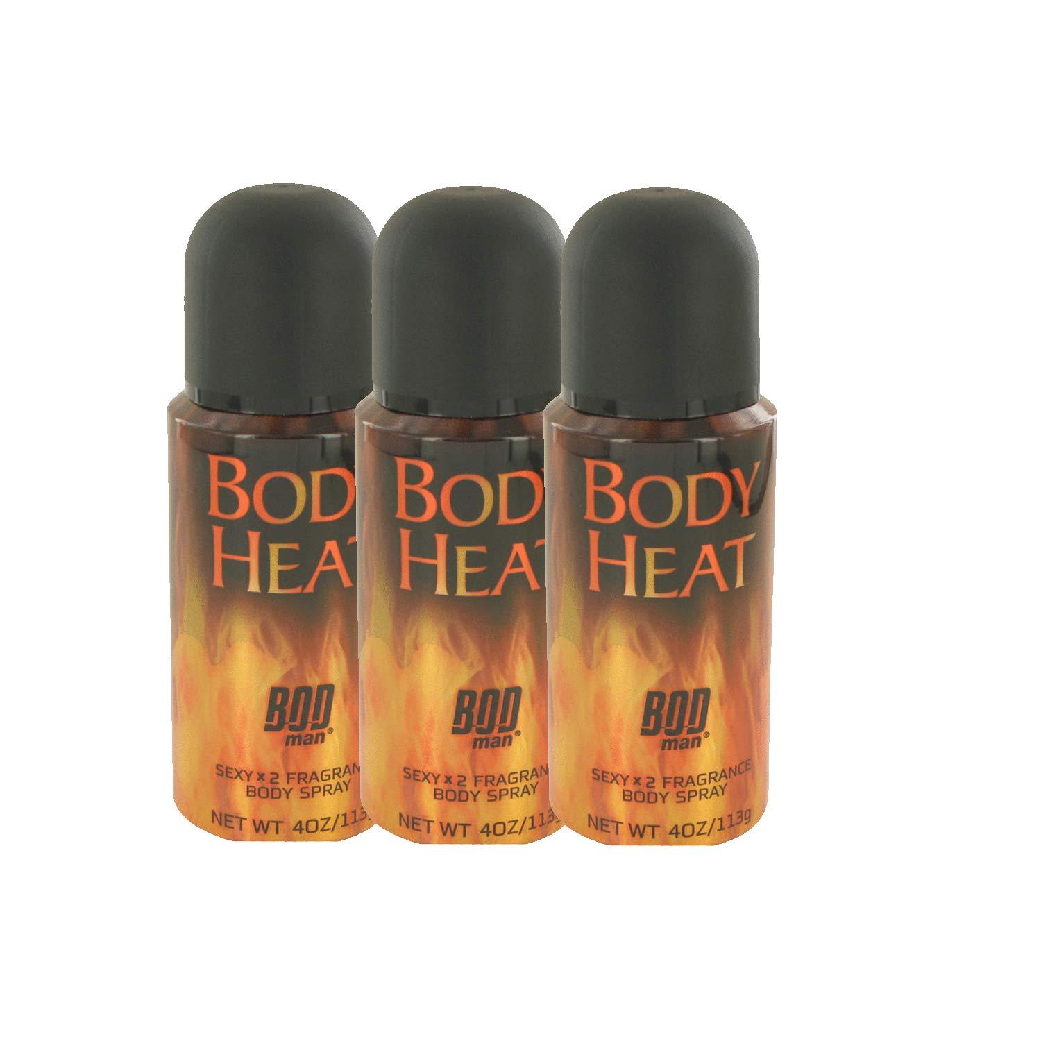 Bod Man Body Heat Sexy X2 Fragrance Body Spray 4 oz Men (Pack of 3 ...