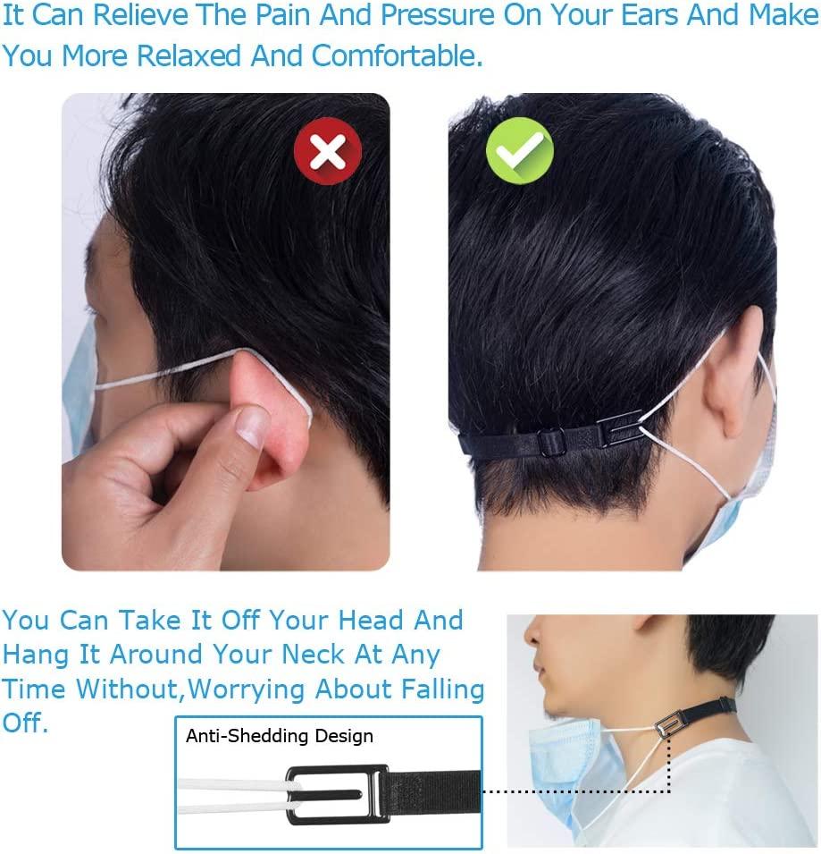 Adjustable Black Mask Extender Straps for Back of Head & Ear - Mask ...
