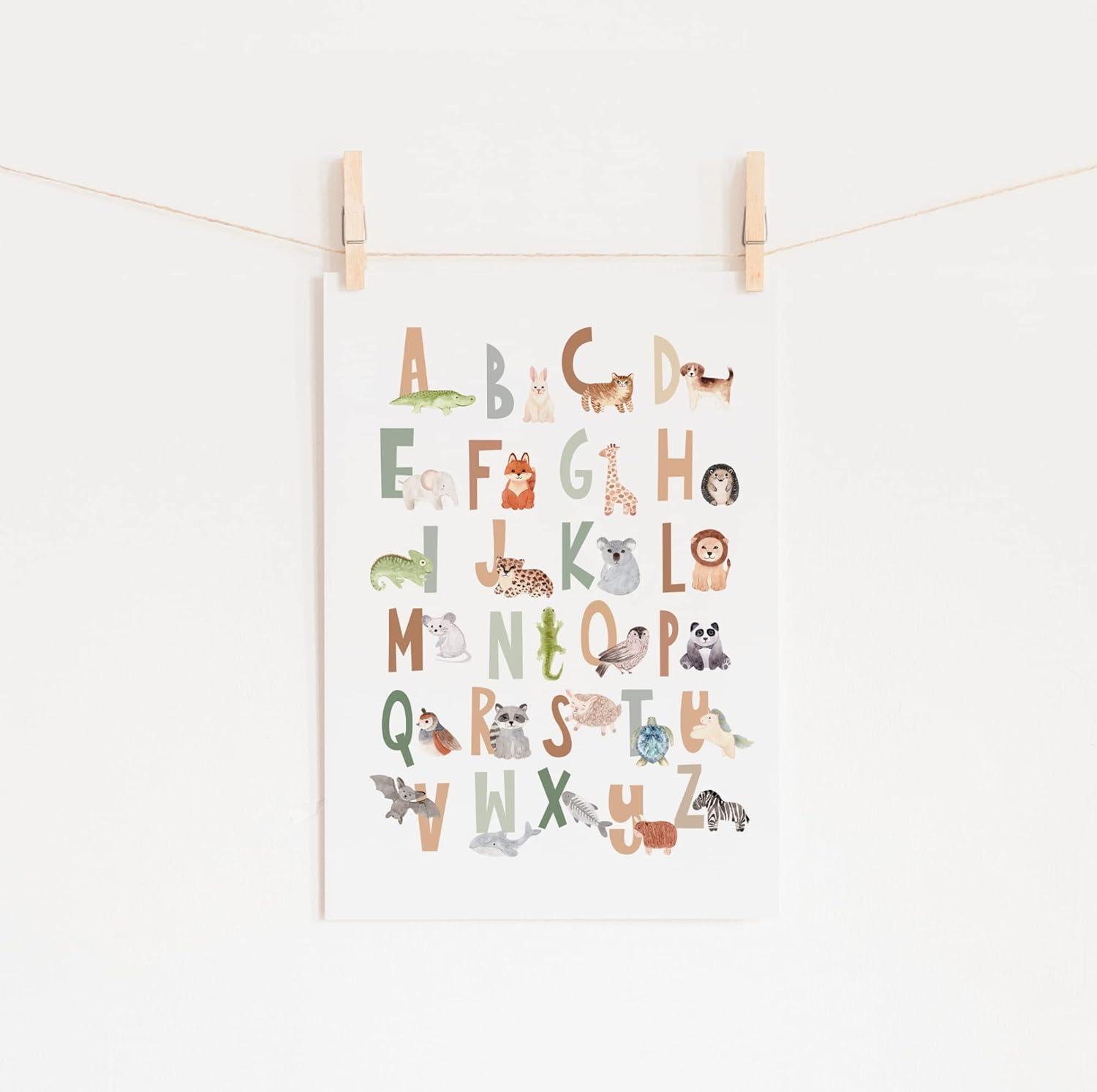 Scandi Animal Alphabet Children's Educational Print - Boho Woodland ...
