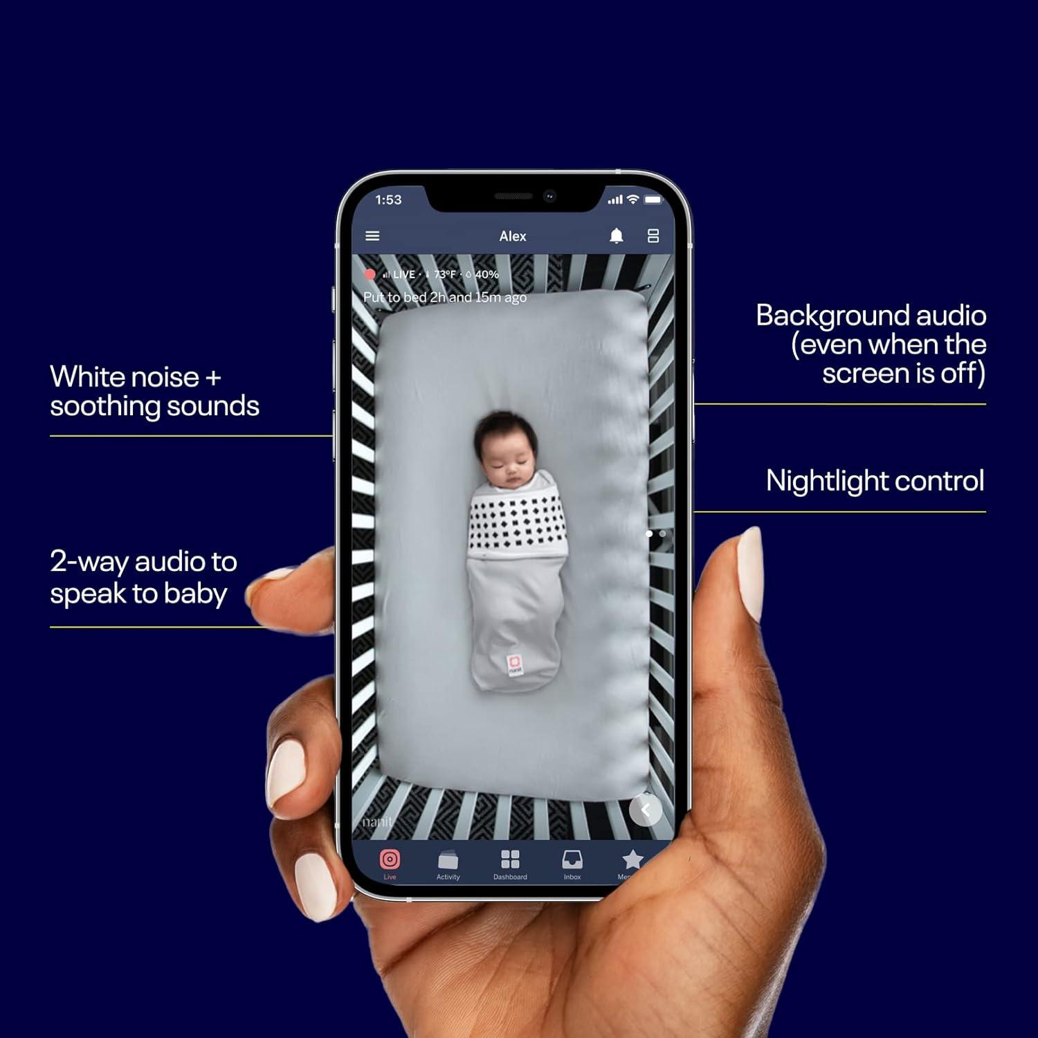Nanit Pro 1080p HD Smart Baby Monitor with Split Screen & Alert Zone ...