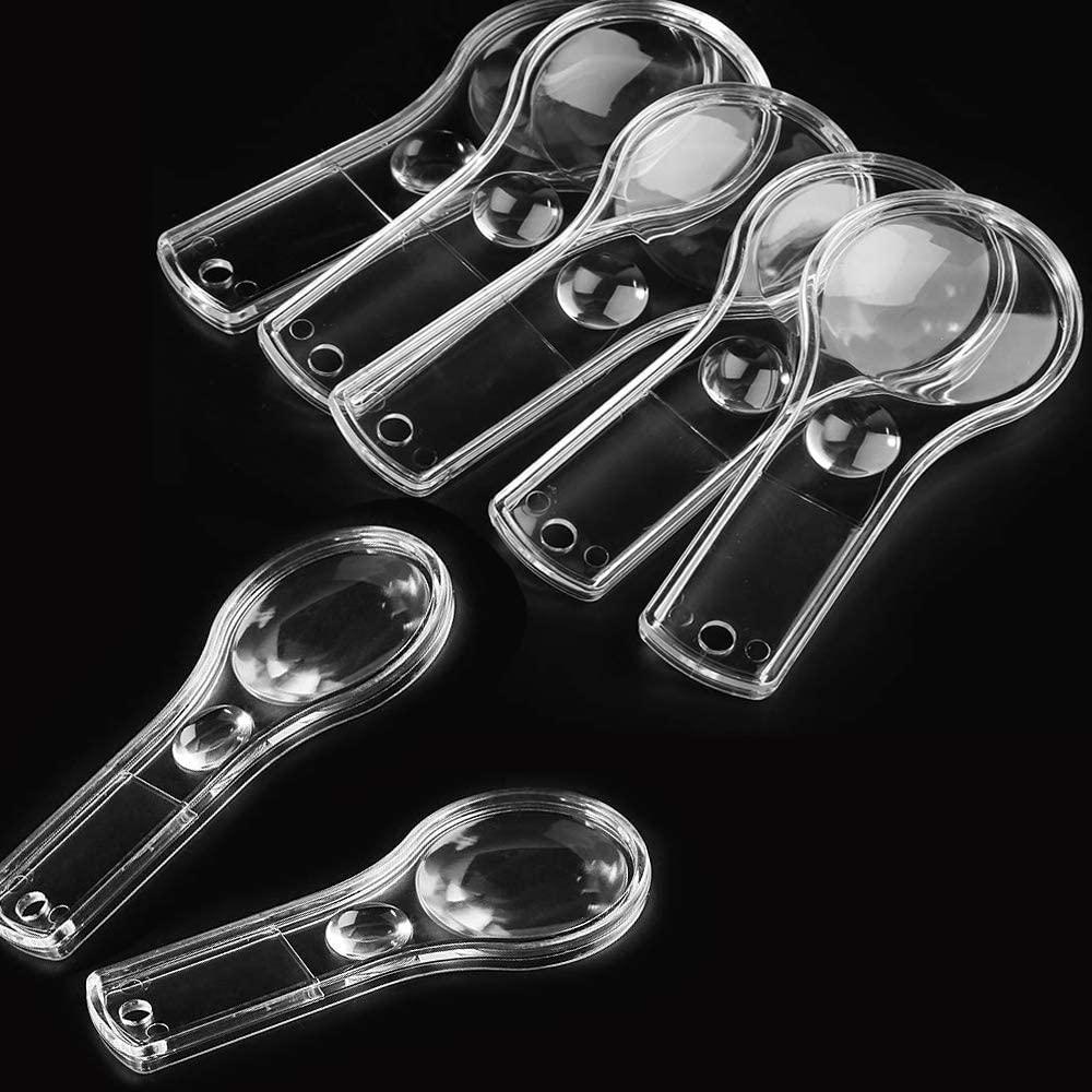 24 Pack Plastic Magnifier Mini Magnifying Glass 5X and 15X - Handheld ...